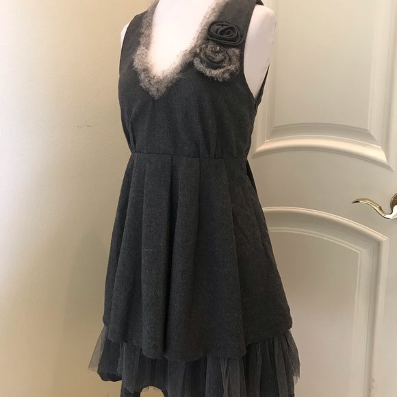 Anthropologie | Dresses | Nwt Anthropologie Ryu Gray Dress With Fur ...